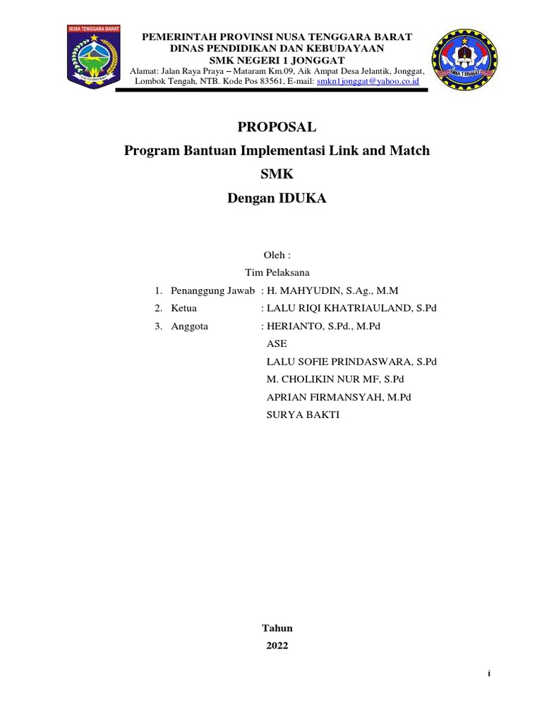 Proposal Link & Match SMKN 1 Jonggat | PDF