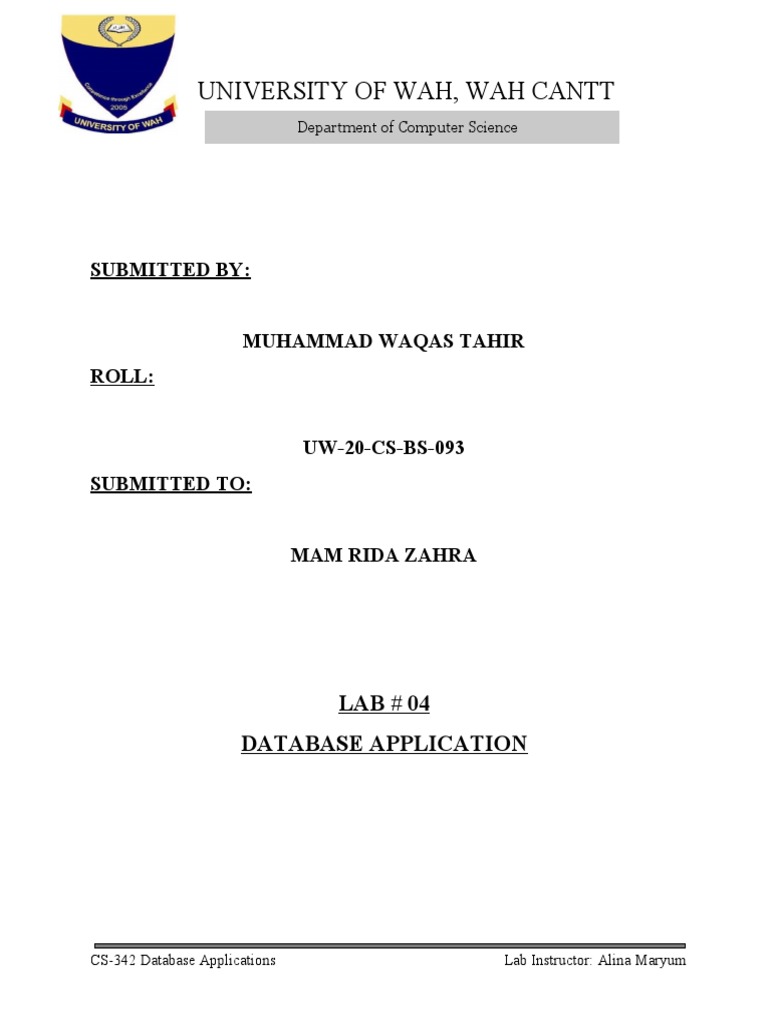 DBA-Lab No 4 | PDF | Databases | Sql