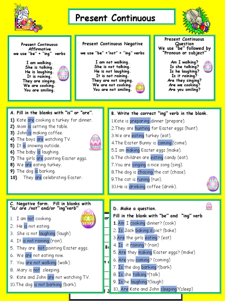 Present Continuous WORKSHEET | PDF