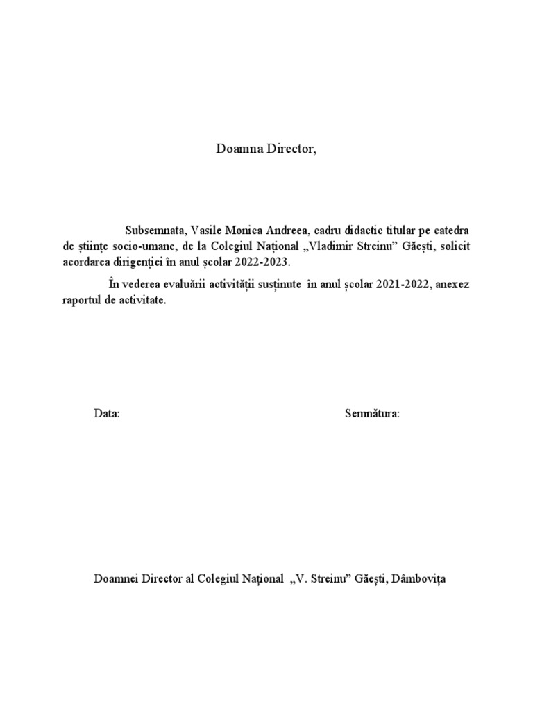 Cerere Dirigentie | PDF