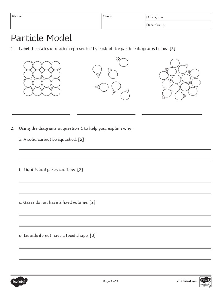 t3 SC 364 Ks3 Particle Model Homework Activity Sheet Ver 7 | PDF ...