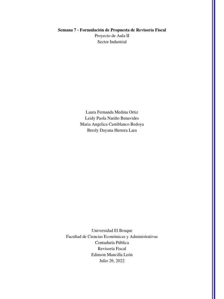Semana 7 Propuesta De Revisoría Fiscal Sector Industrial Pdf