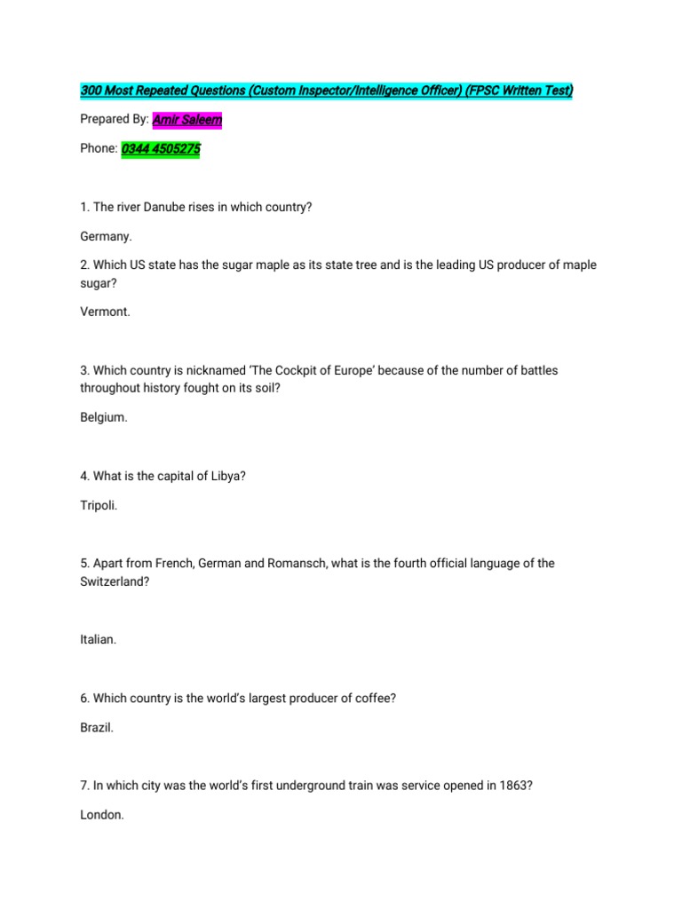 300 Most Repeated Question | PDF