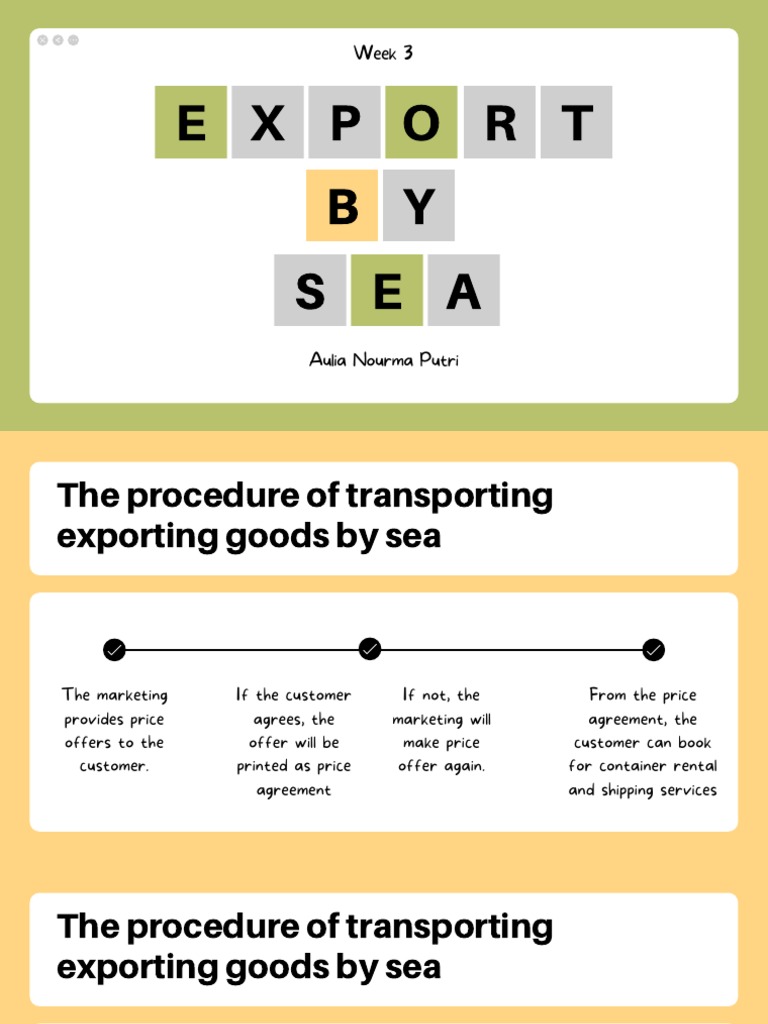 Week 3 - Export by Sea (Procedures) | PDF | Warehouse | Cargo