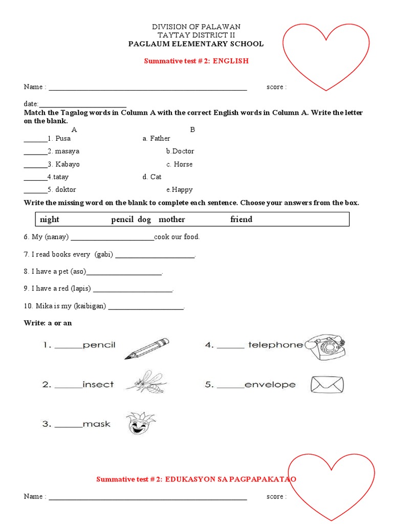q1 Summative Test No.2 M 4-7 | PDF
