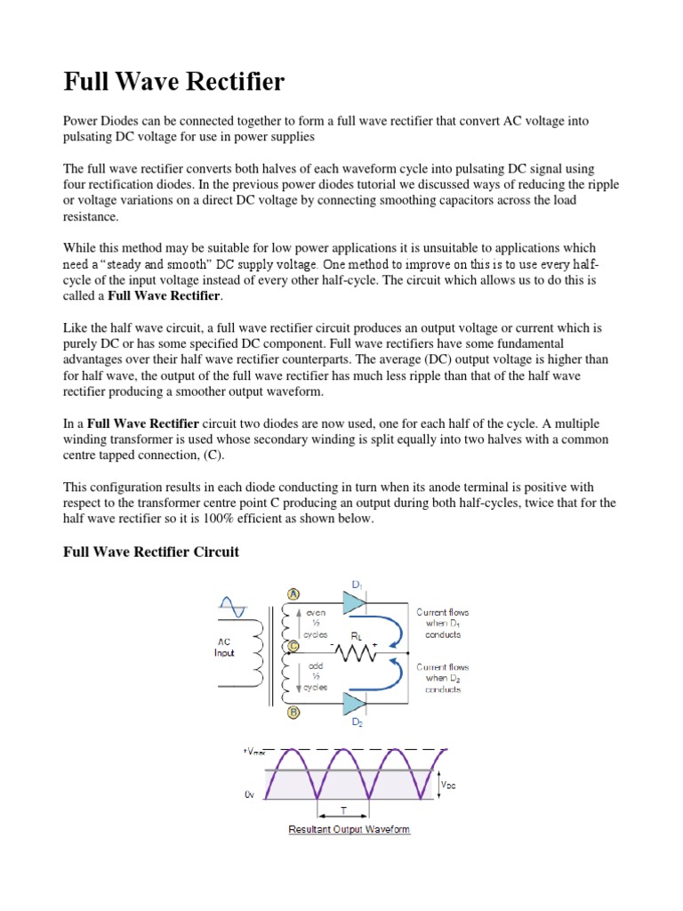6 - Full Wave Rectifier | PDF | Rectifier | Capacitor