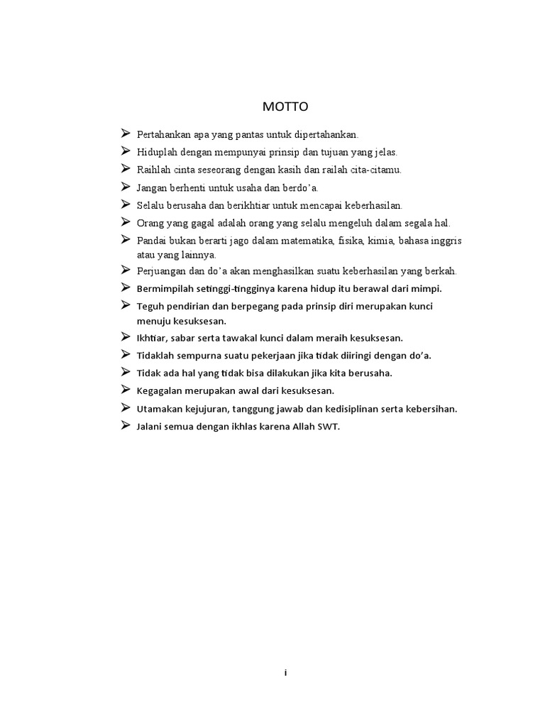Motto Inspiratif untuk Laporan PKL | PDF | Bisnis