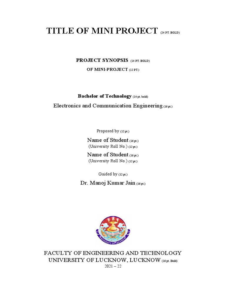 Mini Project Synopsis Format | PDF | Design | Written Communication
