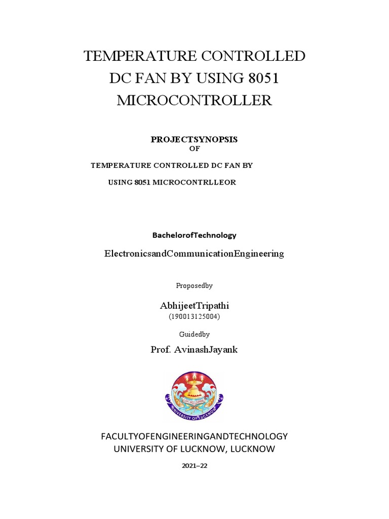 Temperature Controlled DC Fan by Using 8051 Microcontroller | PDF ...