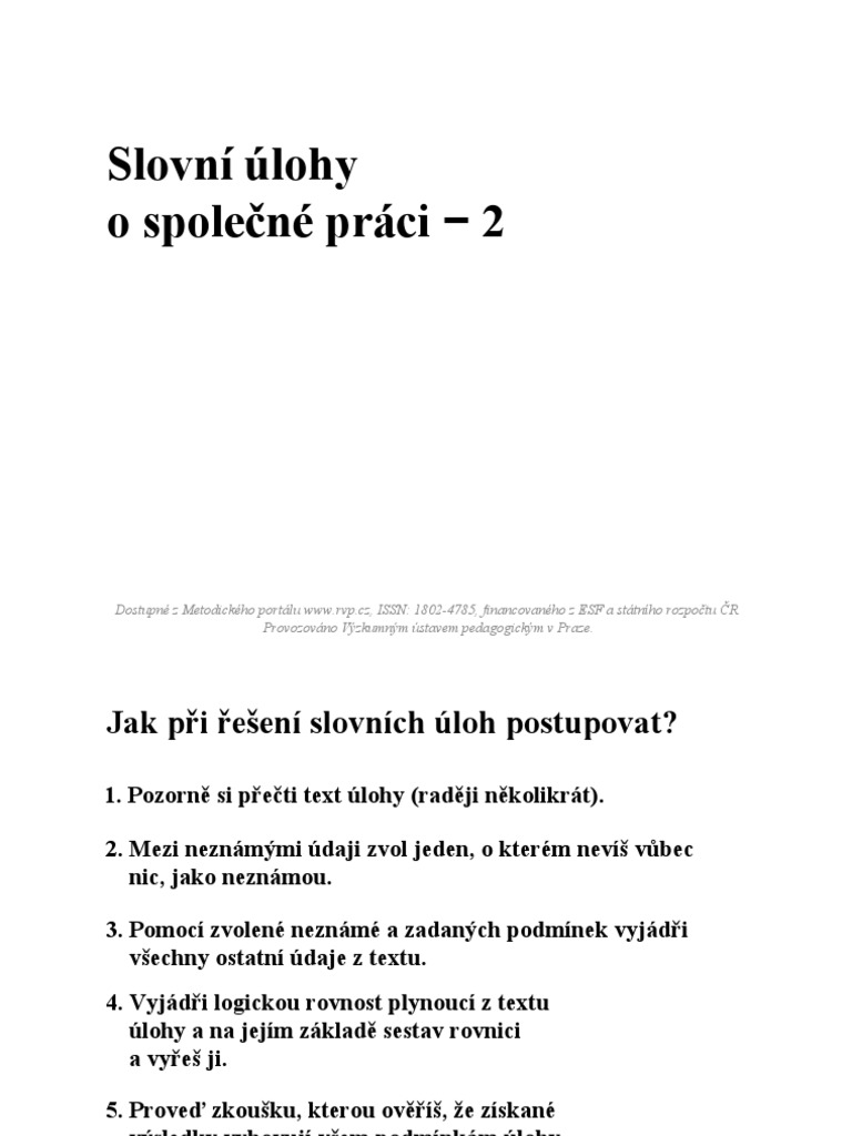 1452001223slovni Ulohy o Spolecne Praci 2 | PDF