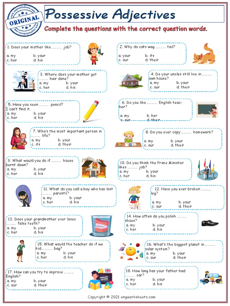 Possessive Adjectives Exercise | PDF
