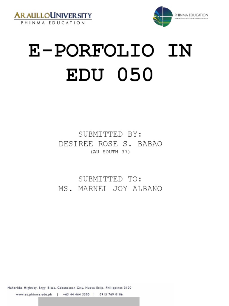 E-Portfolio in EDU 050: Teaching Insights | PDF
