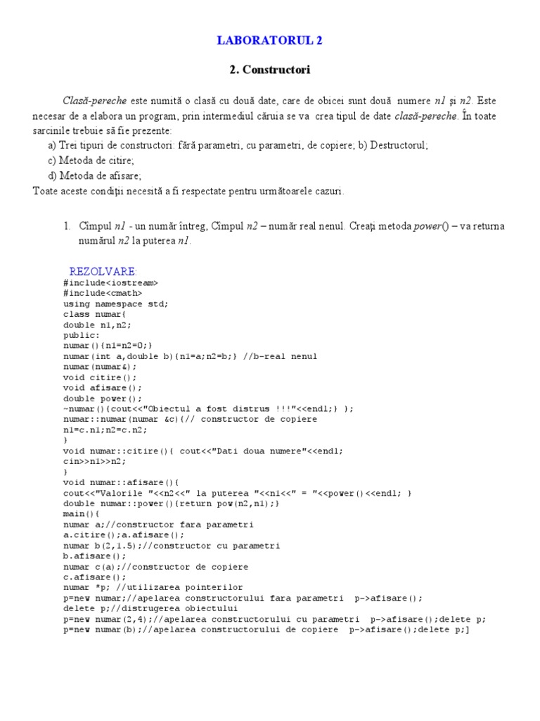 LAB. 2 Constructori | PDF
