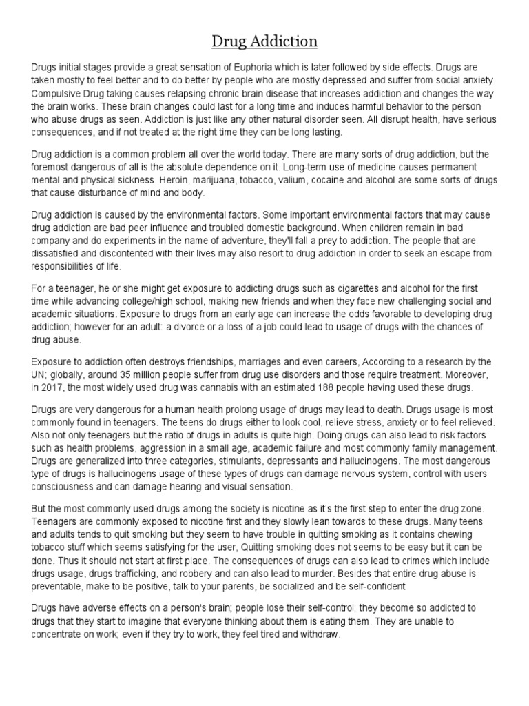 Drug Addiction | PDF | Substance Abuse | Adolescence