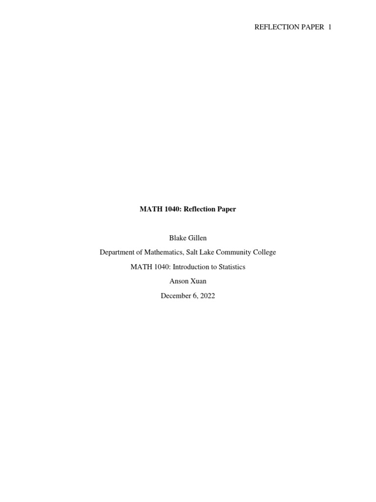 1040 Reflection Paper | PDF | Statistics | Statistical Hypothesis Testing