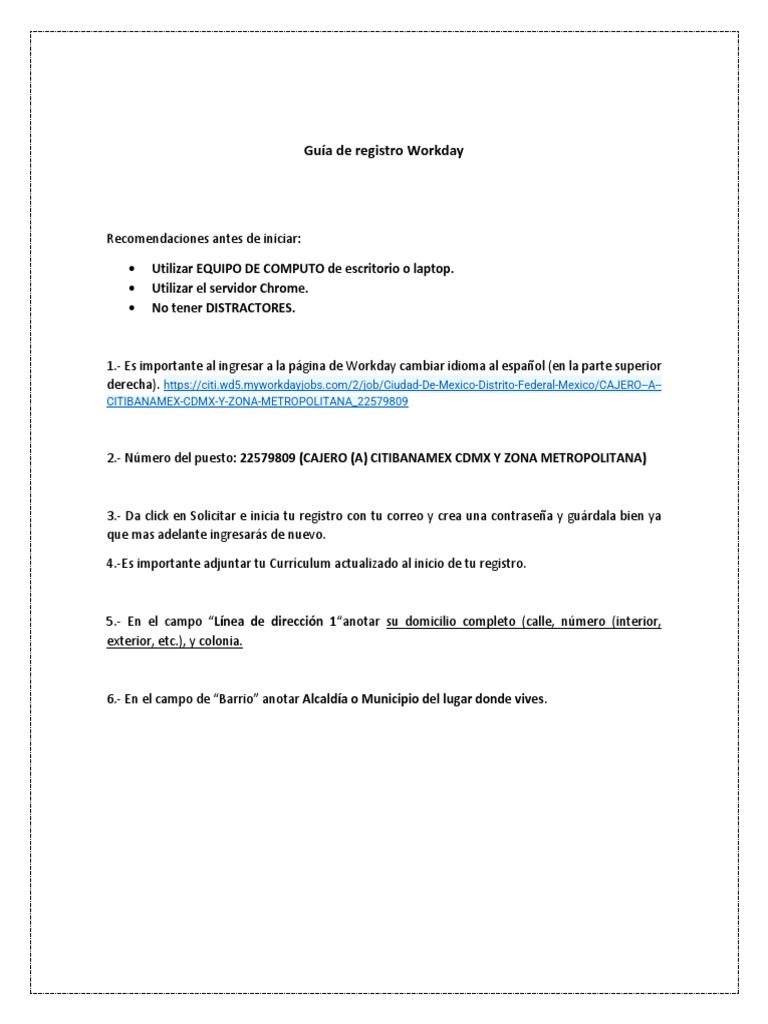 Workday - Guía Registro | PDF | Informática