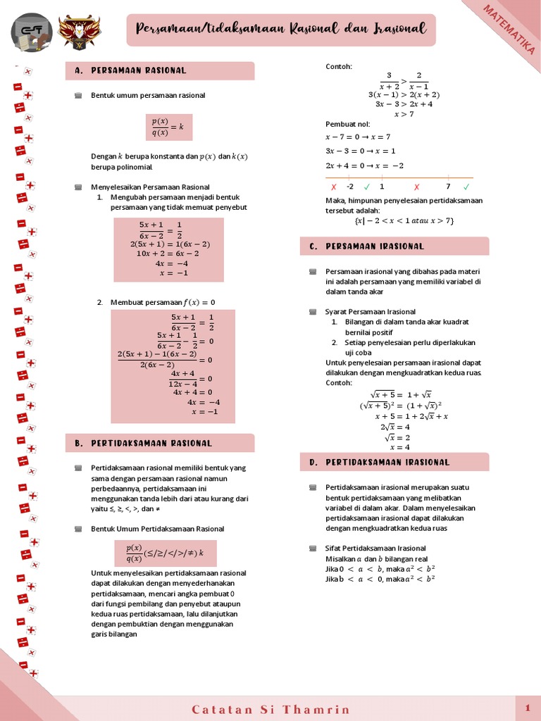 Persamaan Dan Pertidaksamaan Rasional Dan Irasional | PDF