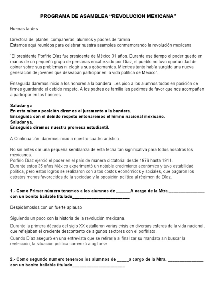 Programa de Asamblea Nov | PDF | revolución mejicana | México