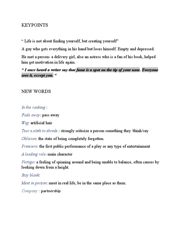 Keypoints&Newwords | PDF | General Fiction