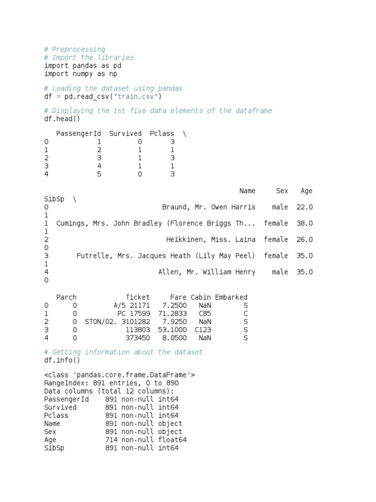 Titanic Data | PDF | Integer (Computer Science) | Computer Engineering