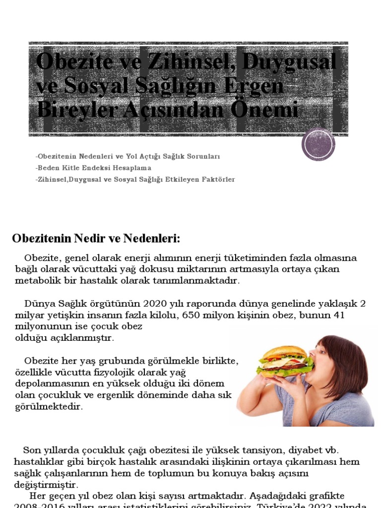 Obezite Ve Zihinsel, Duygusal Ve Sosyal Sağlığın-1 | PDF