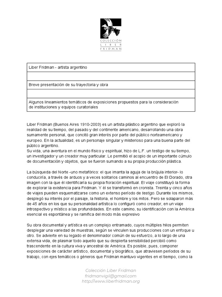 Liber Fridman - Trayectoria y Obra - Breve Presentacion | PDF | Paraguay