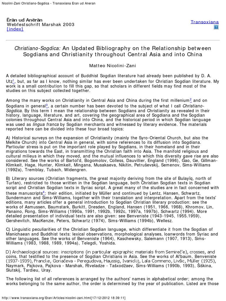 75576-Nicolini-Zani - Christiano-Sogdica Relations-A012 | PDF | Religion & Spirituality | Classics