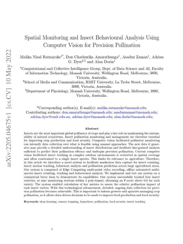 Insect Tracking for Precision Pollination | PDF | Pollination | Flowers