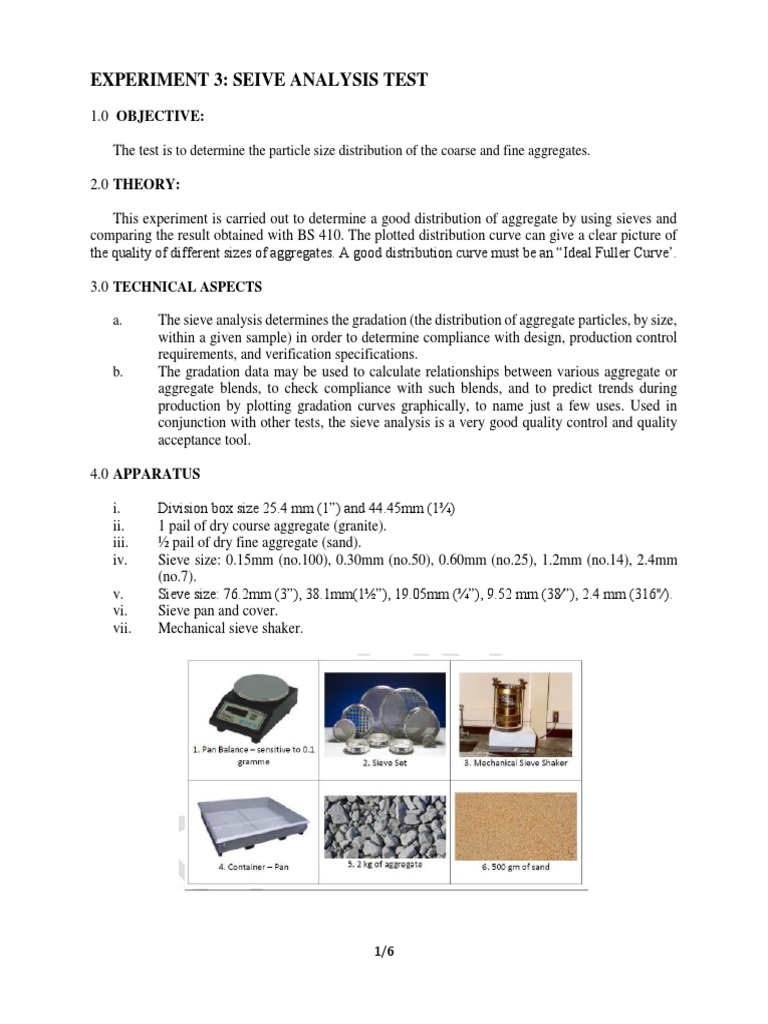 Sieve Analysis Test for Aggregates | PDF