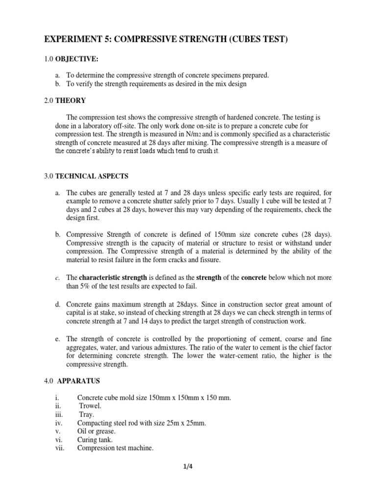 Compressive Strength Testing of Concrete Cubes | PDF | Strength Of ...