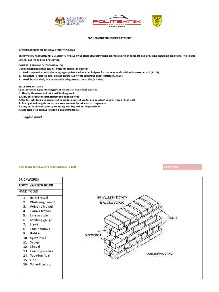Brickwork Training Course Overview | PDF | Brick | Concrete