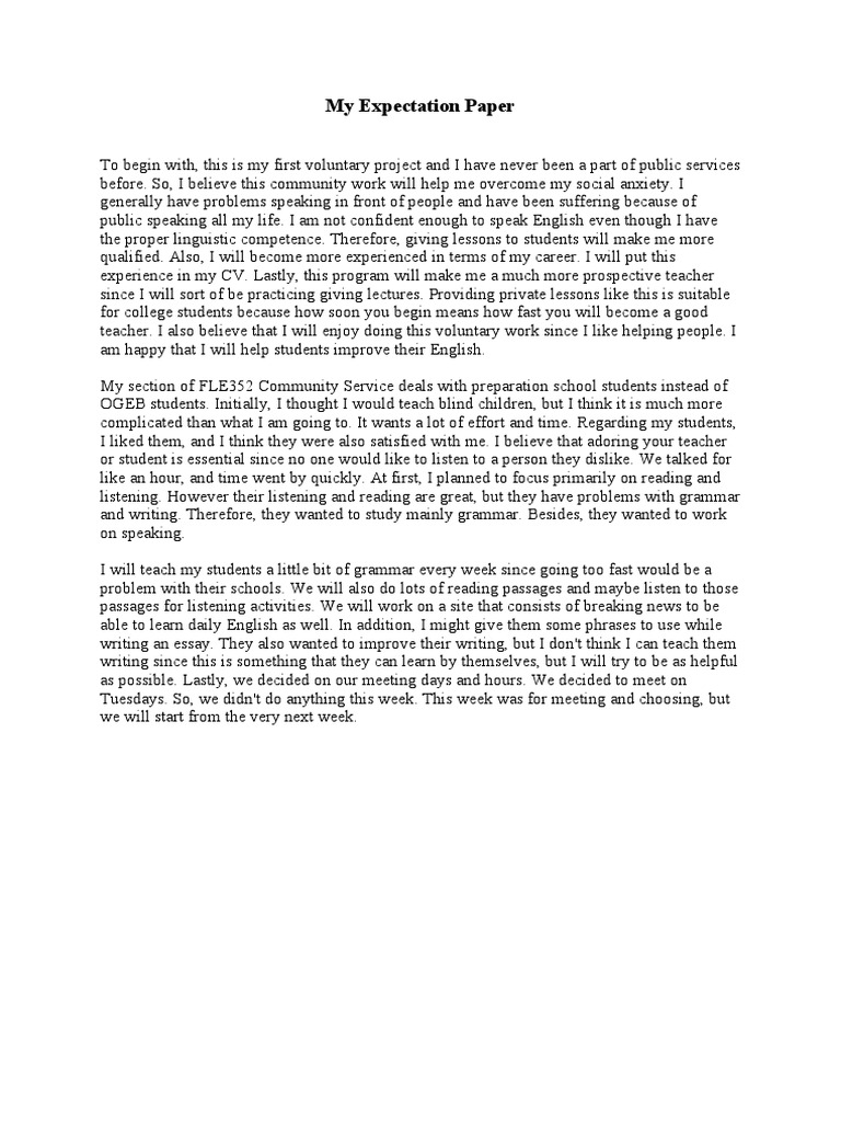 Expectation Paper | PDF | Teachers | Linguistics