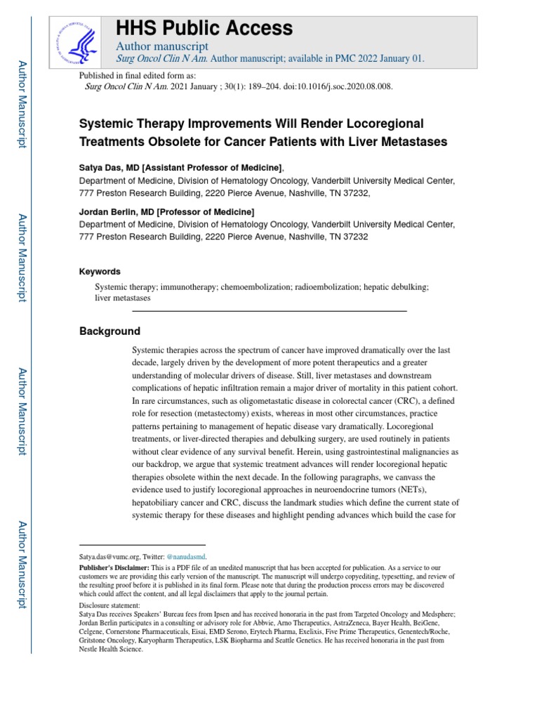 Locoregional Treatments Obsolete For Patients With Cancer With Liver