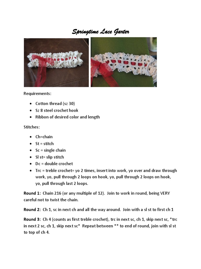 Crochet Spring Lace Garter Pattern | PDF