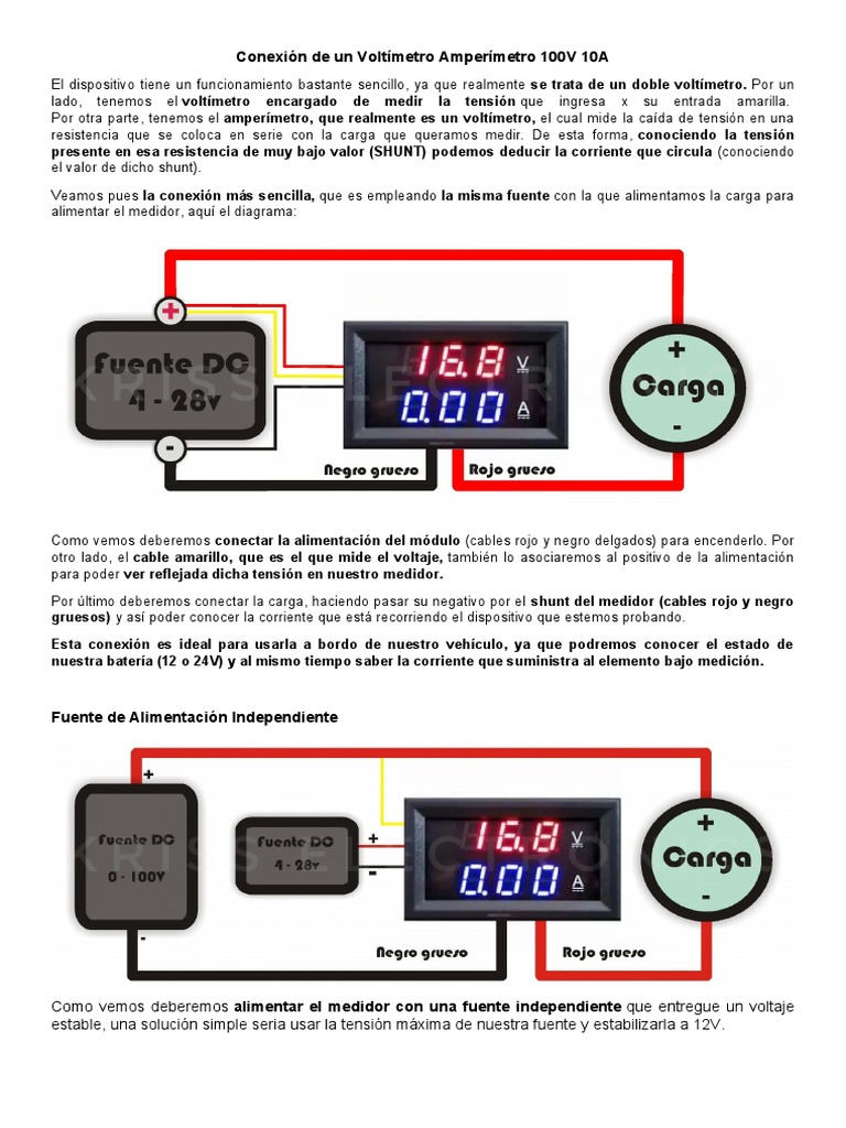 Conexión de Un Voltímetro Amperímetro 100V 10A | PDF | Ciencia y matemáticas