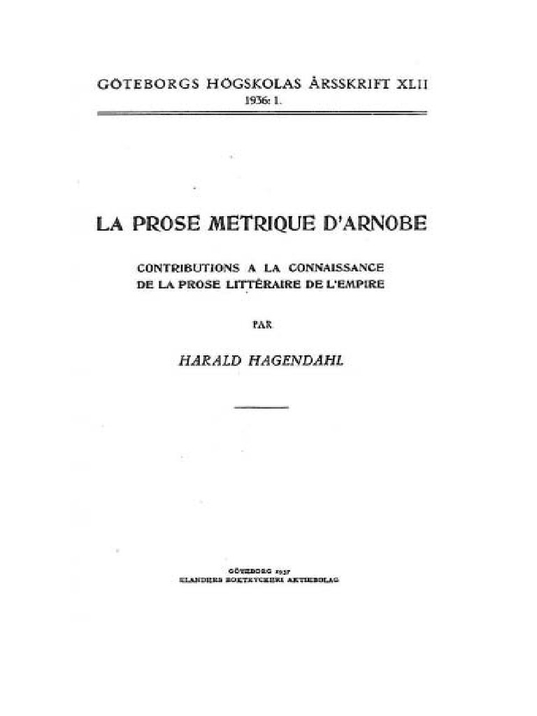 La Prosse Metrique D'arnobe | PDF