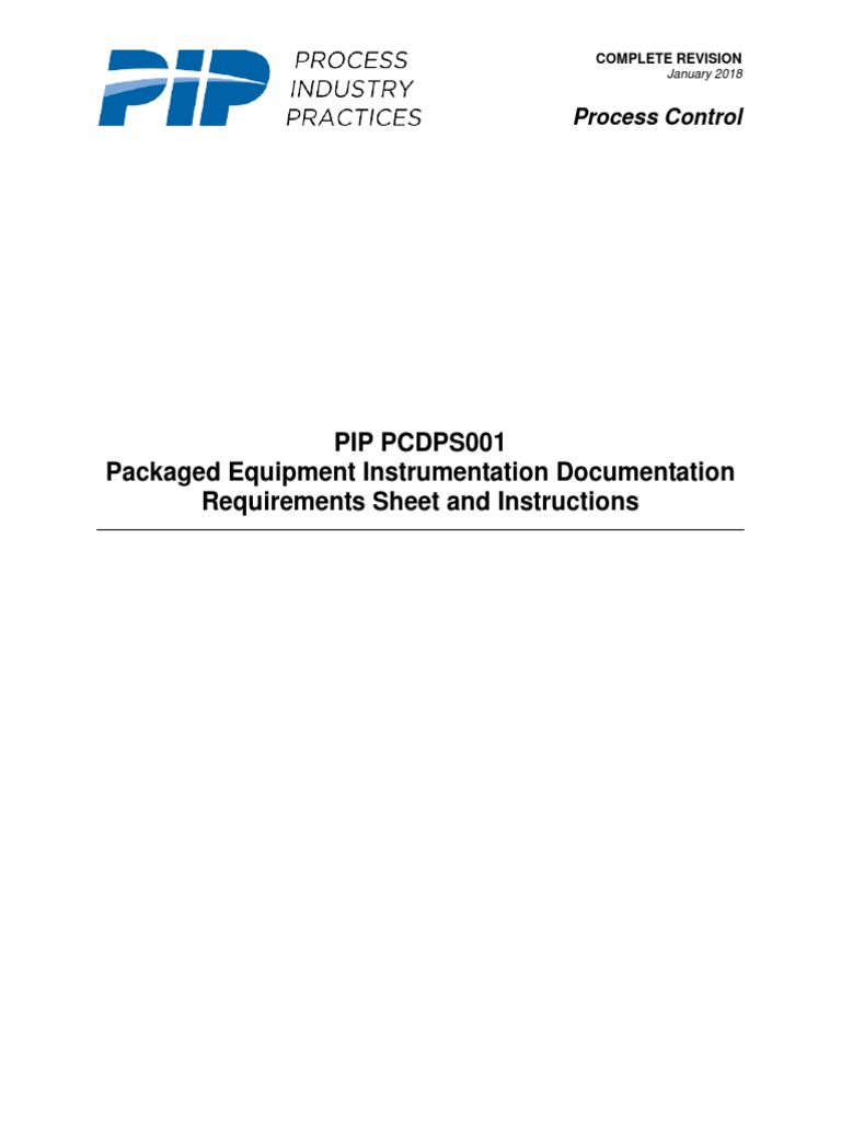 PIP PCDPS001-2018 Packaged Equipment Instrumentation Documentation ...