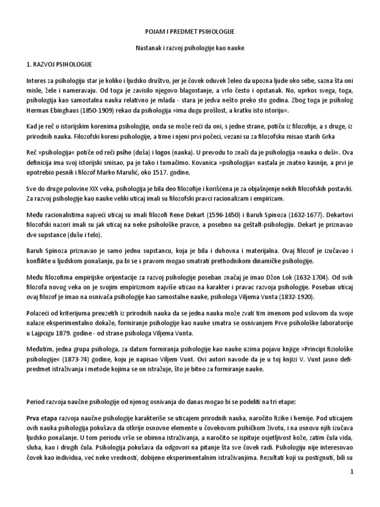 Pojam I Predmet Psihologije | PDF