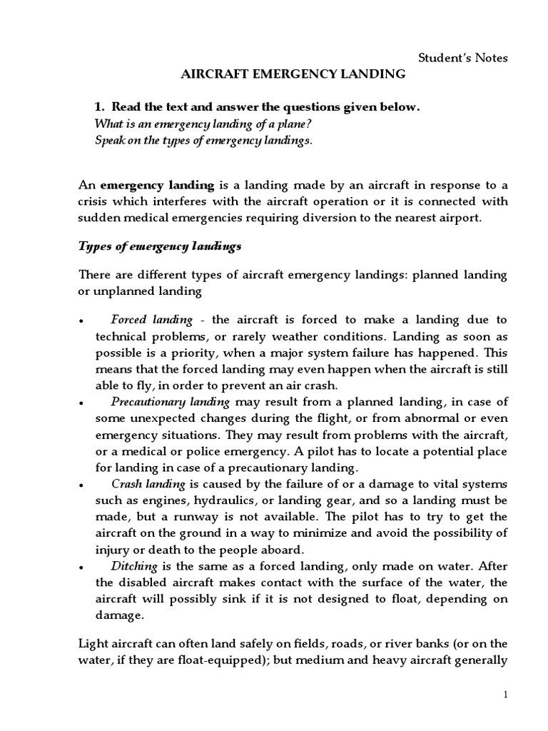 Aircraft Emergency Landings & Emergency Services St's | PDF | Airport ...