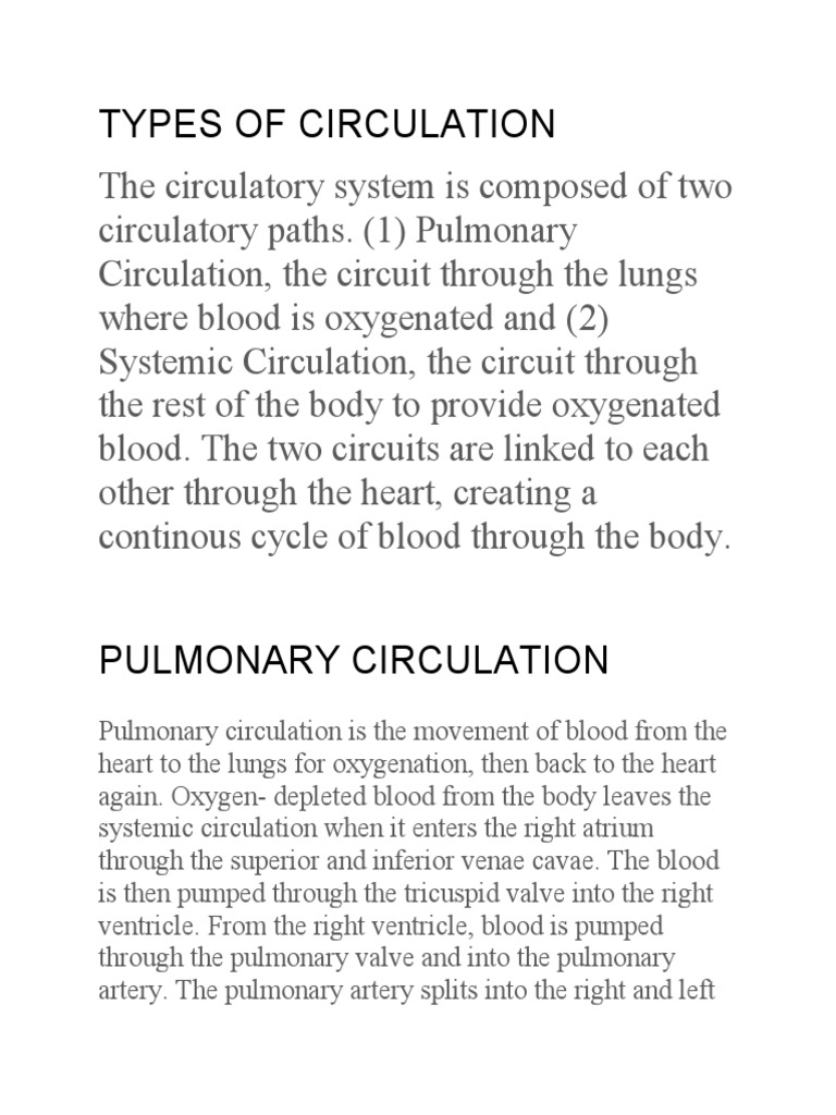 Types of Circulation | PDF | Artery | Vein
