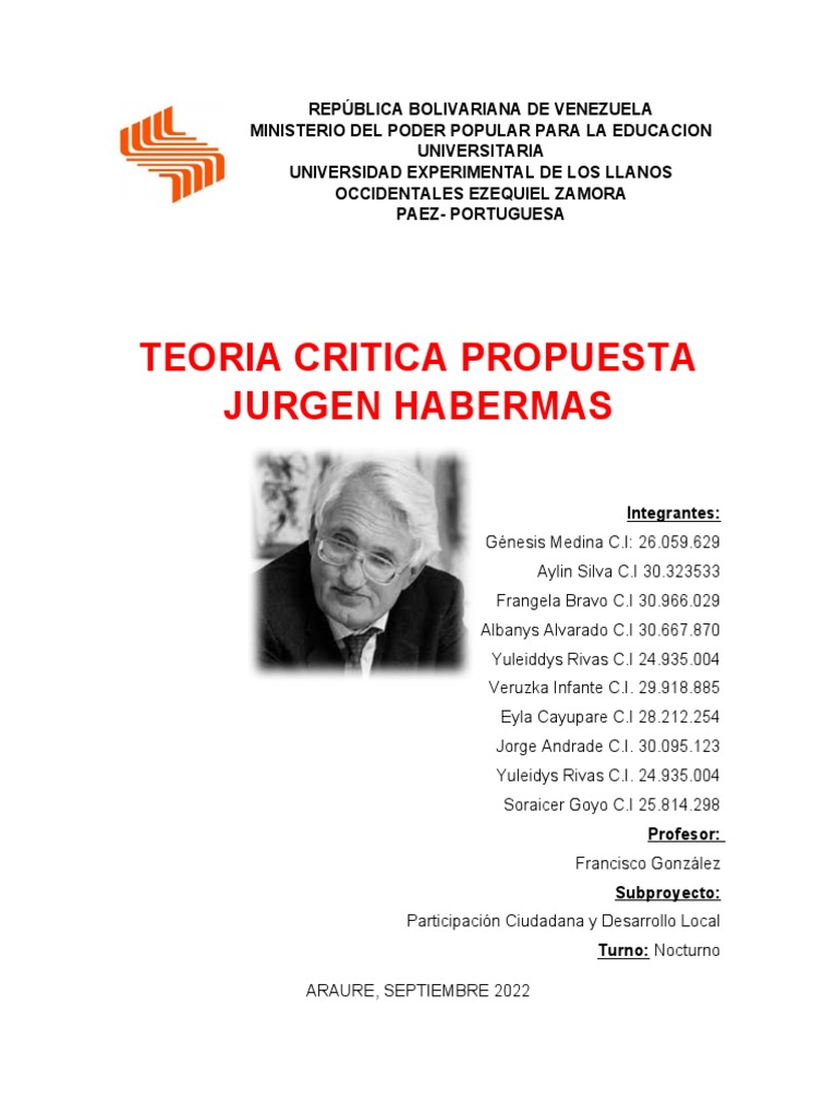 Teoria Critica Habermas | PDF | Jürgen Habermas | Escuela de Frankfurt