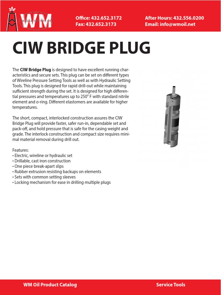 Ciw Bridge Plug Complete | PDF | Materials | Manufactured Goods