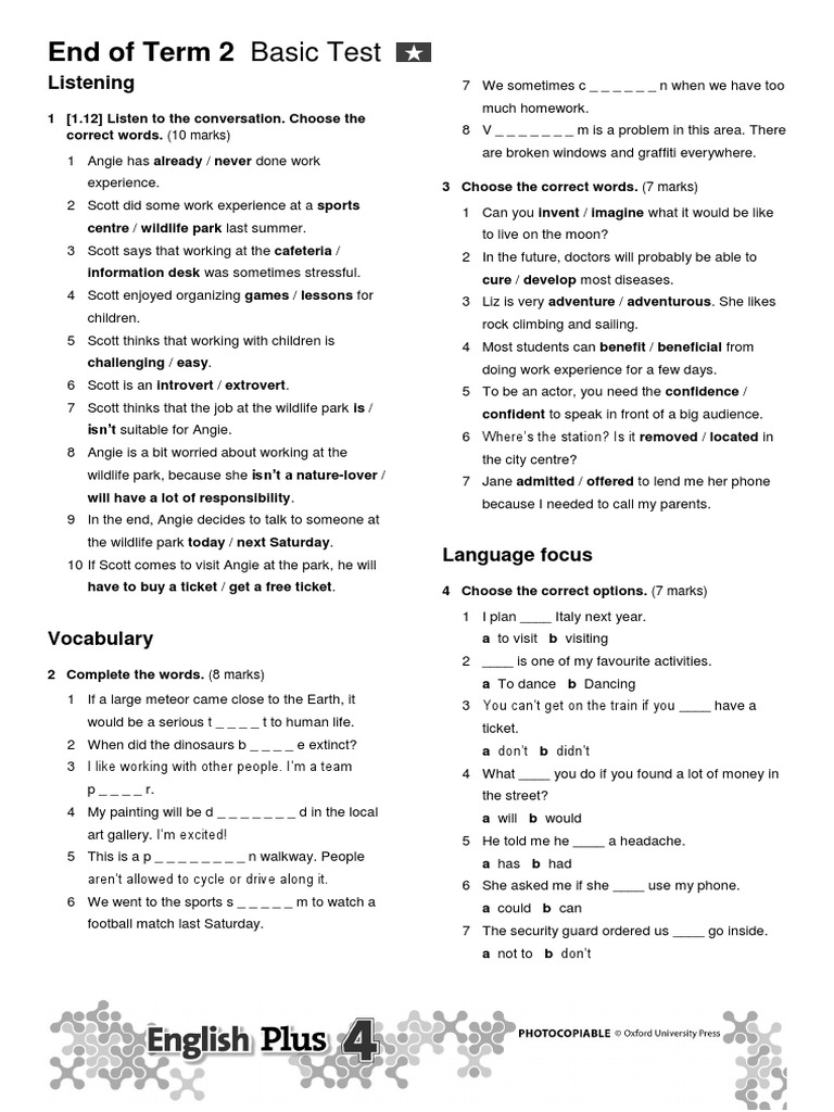 End of Term 2 Basic Test | PDF | Teachers