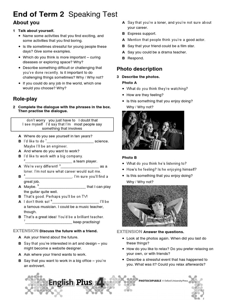 Term 2 Speaking Test Guide | PDF | Language Arts & Discipline