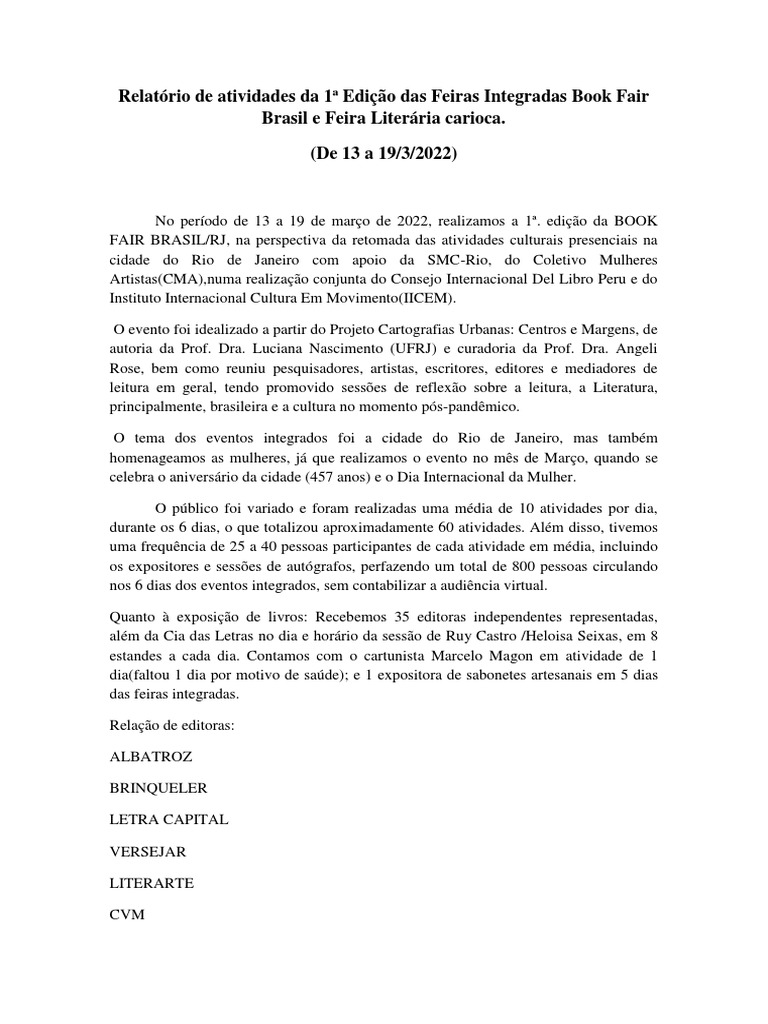 RELATÓRIO FELICA BOOK FAIR Assinado | PDF