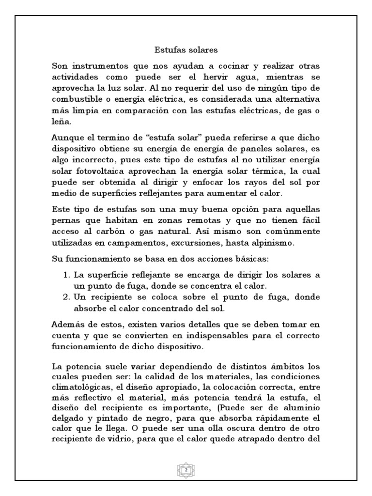 Estufas solares: Funcionamiento y Origen | PDF | Energía solar | Estufa ...