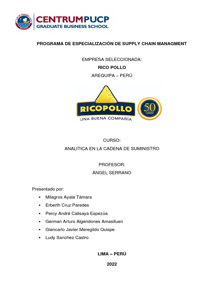 RICO POLLO - Analitica vfINAL | PDF | Inventario | Calidad (comercial)