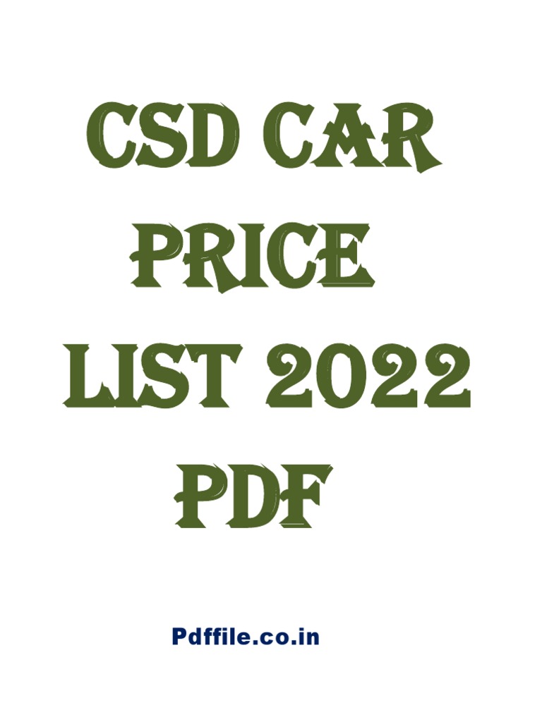 CSD Car Price List 2022 PDF | PDF