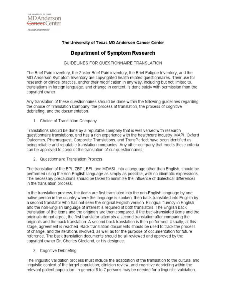 Guidelines For Questionnaire Translations - 042611 - IG | PDF ...