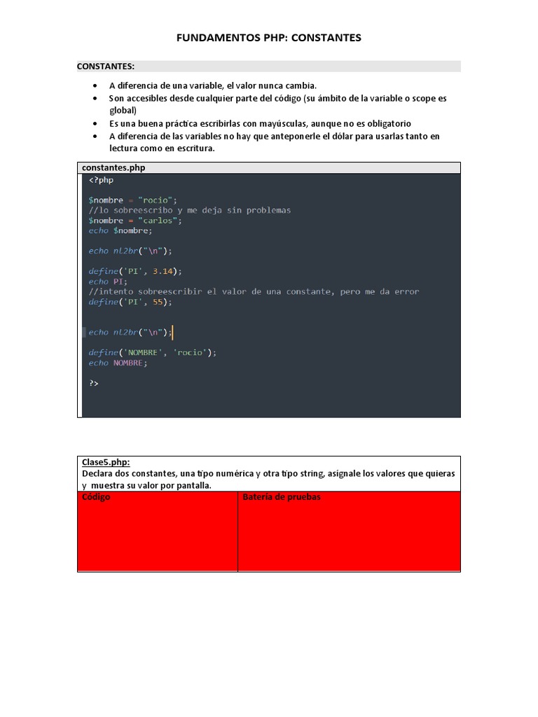Fundamentos PHP - Constantes | PDF